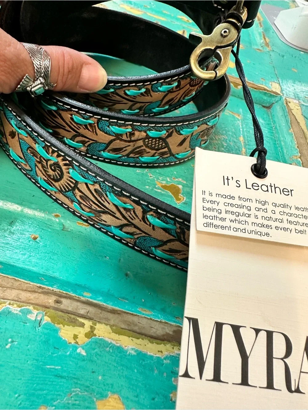 Myra Bag | Bags | Myra Teal And Brown Tooled Leather Bag Strap | Poshmark